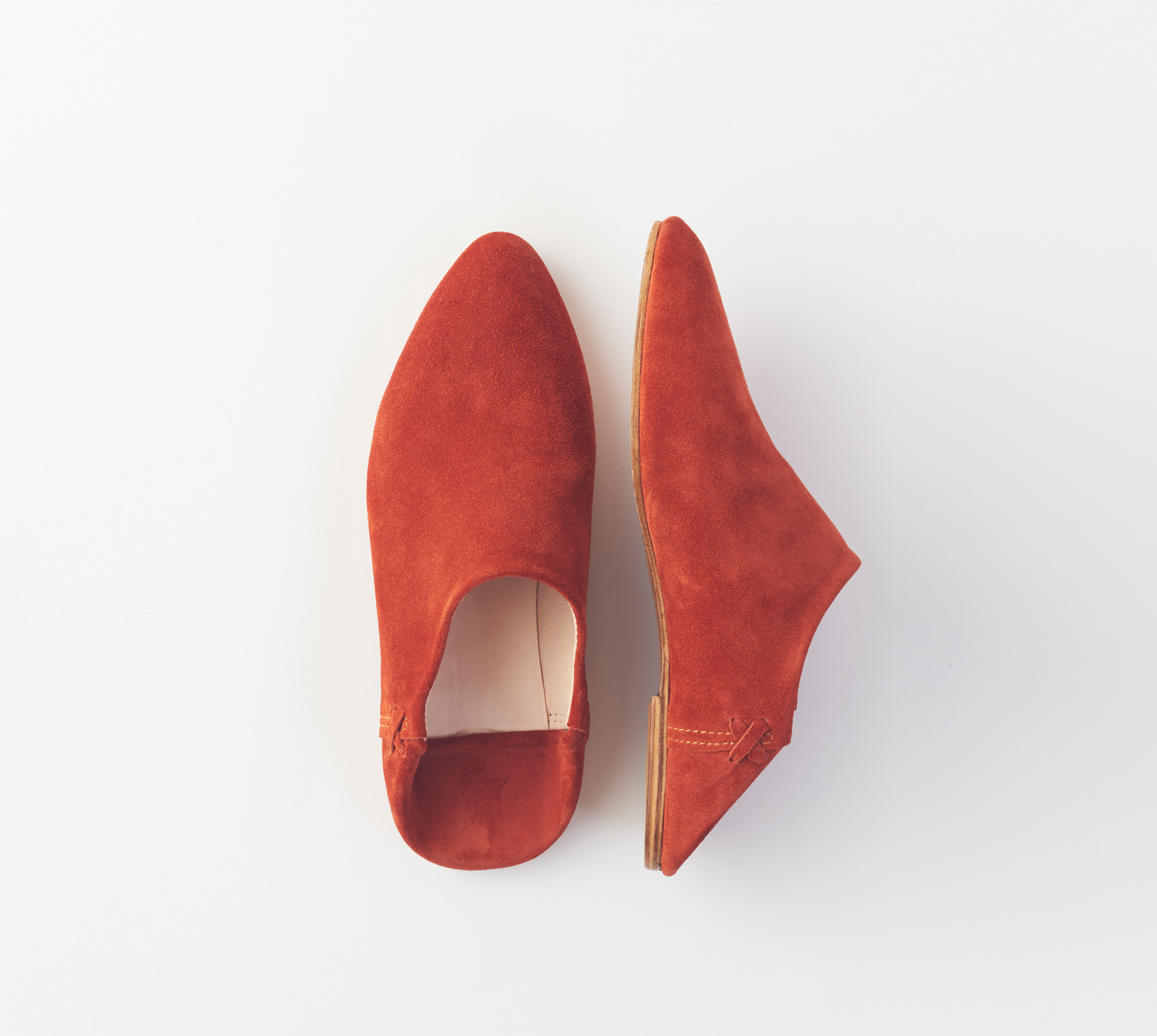 WOMEN'S ORANGE LEATHER BALGHA SLIPPERS - Soukra