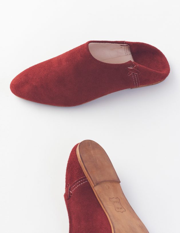 WOMEN’S BROWN LEATHER BALGHA SLIPPERS : Soukra