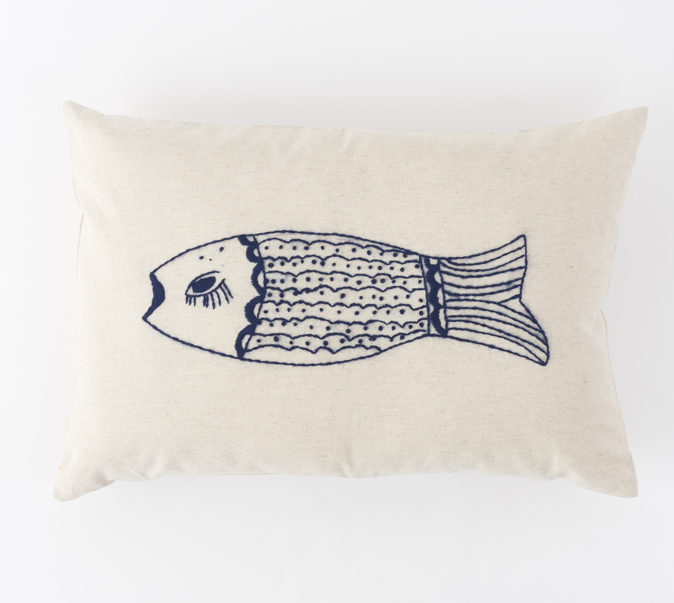 Blue fish pillow - 16" x 26" - Soukra