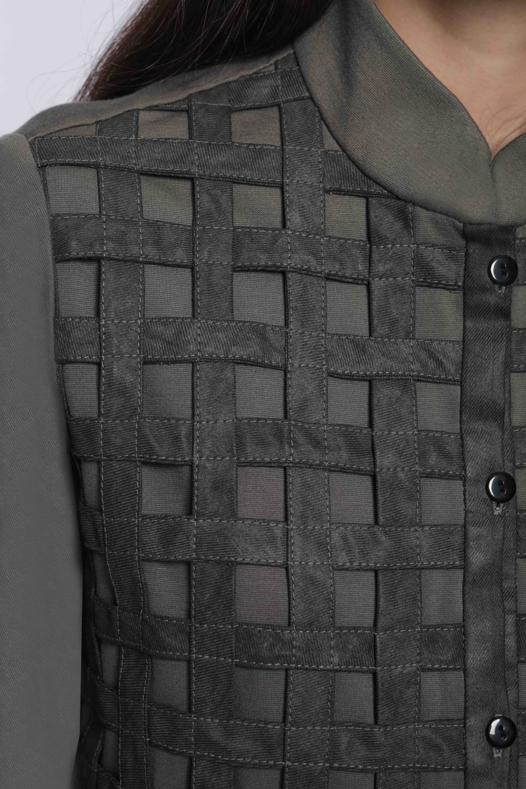 Grid long sleeve shirt in olive - Soukra